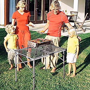 RedSwing Portable Grill Table for Outside, Aluminum Folding Grill Stand Table for Outdoor Camping Picnic BBQ, Lightweight Adjustable Height, 36"x24"x15"/28" Sliver