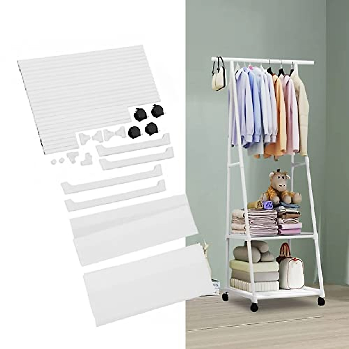 Clothes Stand Hanger,Coat Rack,Multifunctional Triangular Movable Multi Layer Storage Clothing Garment Rack,for Hanging Scarf, Bag, Jacket,Triangle Coat Stand, for Home Bedroom