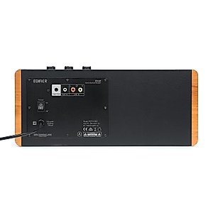 Edifier D12 Integrated Desktop Computer Speakers with Bluetooth 5.0, Wireless Stereo Tabletop Speaker 70 Watts RMS with Subwoofer Line Out, RCA, Aux Input for PC Monitor Laptop - Wooden Enclosure