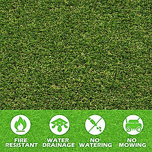 AYOHA 3 FT x 5 FT Artificial Grass, Synthetic Realistic Fake Turf Grass Thick Lawn Pet Turf, Astroturf Rug Carpet for Indoor/Outdoor Landscape Balcony Patio Decor, Easy to Clean with Drain Holes