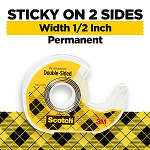 Scotch Double Sided Tape, 1/2 in x 500 in, 6 Dispensered Rolls (6137H-2PC-MP)