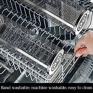 Rolling Grilling Baskets for Outdoor Grill Bbq Net Tube Stainless Steel Large Round Mesh Barbecue Cylinder Cage Cooking Accessories for Veggies Vegetable Fish Camping, Gift for Men Dad Husband Him Father Papa Best Friend New Home Hoursewarming House