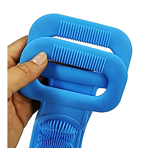 Jwxstore Silicone Back Scrubber for Shower, Silicone Body Scrubber, 35 Inch Extra Long Bath Body Brush Silicone Back Brush Exfoliating Body Scrubber with Handle for Men Women