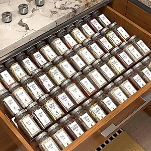 Yakaly Clear Acrylic Spice Drawer Organizer, Expandable 13" to 26" - 4 Tier 2 Sets(8 Pieces) In Drawer Seasoning Jars Insert , Drawer Spice Rack for Kitchen Cabinet Drawer/Countertop