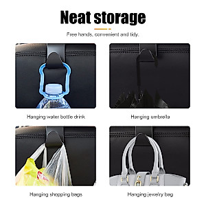 Moly Magnolia Bling Car Seat Headrest Hooks, 4PCS Handcrafted Rhinestones Seat Hanger Organizer for Handbag Purse Scarf, Universal for Cars, Auto Interior Accessories for Women Men (Black)