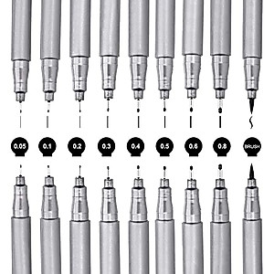 JOVITEC Black Pigment Fineliner Ink Micro Pens Waterproof Black Pen Set for Art Sketching Writing, 18 Pieces