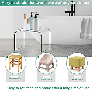 ZVOBUEI Acrylic Step Stool 9in Step Stools for Kids 250-LBS Capacity Rounded and Sturdy Corner Bedroom Kitchen Bathroom Assistance Step Stool Easy to Clean (Stool, Pack of one)