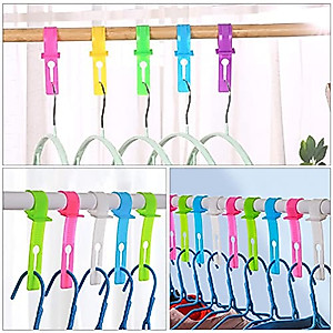 Cabilock 40Pcs Windproof Scratch Hanger Hook Clothes Drying Rack Fixed Buckle Rope Hanging Clothesline Windproof Hanger for Indoor Outdoor