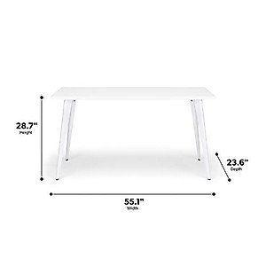 HON Basyx Commercial-Grade Executive Desk, Angled Metal Legs, 55", White