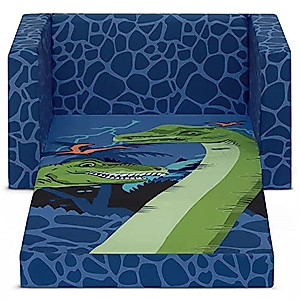 Delta Children Dinosaur Cozee Flip-Out Chair For Relaxing- 2-in-1 Convertible Lightweight,Portable Chair to Lounger for Toddlers & Kids