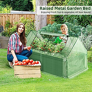 GRAVFORCE Galvanized Raised Garden Bed with Cover, 8x4x2ft Metal Raised Planter Box Outdoor with Greenhouse for Vegetables, Flowers, Herbs, and Fruits, Rectangular Planter Raised Beds Kit for Garden
