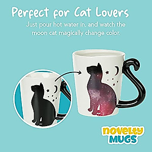infloatables Color-Changing Cat Mug - 3D Ceramic Black Cute Coffee Mug - Holds 12 Ounces - Heat Sensitive Moon Cat Mug - Unique Birthday /Mom Gifts For Women
