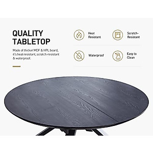 Acanva Extension Oval/Round Dining Table for 6, Expandable Butterfly Leaf & Sturdy Base, Suit for Kitchen, Living Room & Apartment, 51.2”W(+19.7”) x 51.2”D x 30.1”H, Black