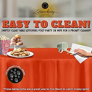 Grandipity Orange 12 Pack Premium Disposable Plastic Tablecloth 84" Inch Decorative Round Table Cover
