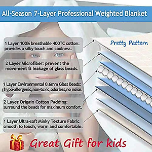 VECOKNA Kids Weighted Blanket 7lbs 41 x 60 inches, Reversible Cooling Throw Blanket for Kids &Teens,100% Breathable Cotton Heavy Blanket,Great for Calming and Sleep,Blue Rocket