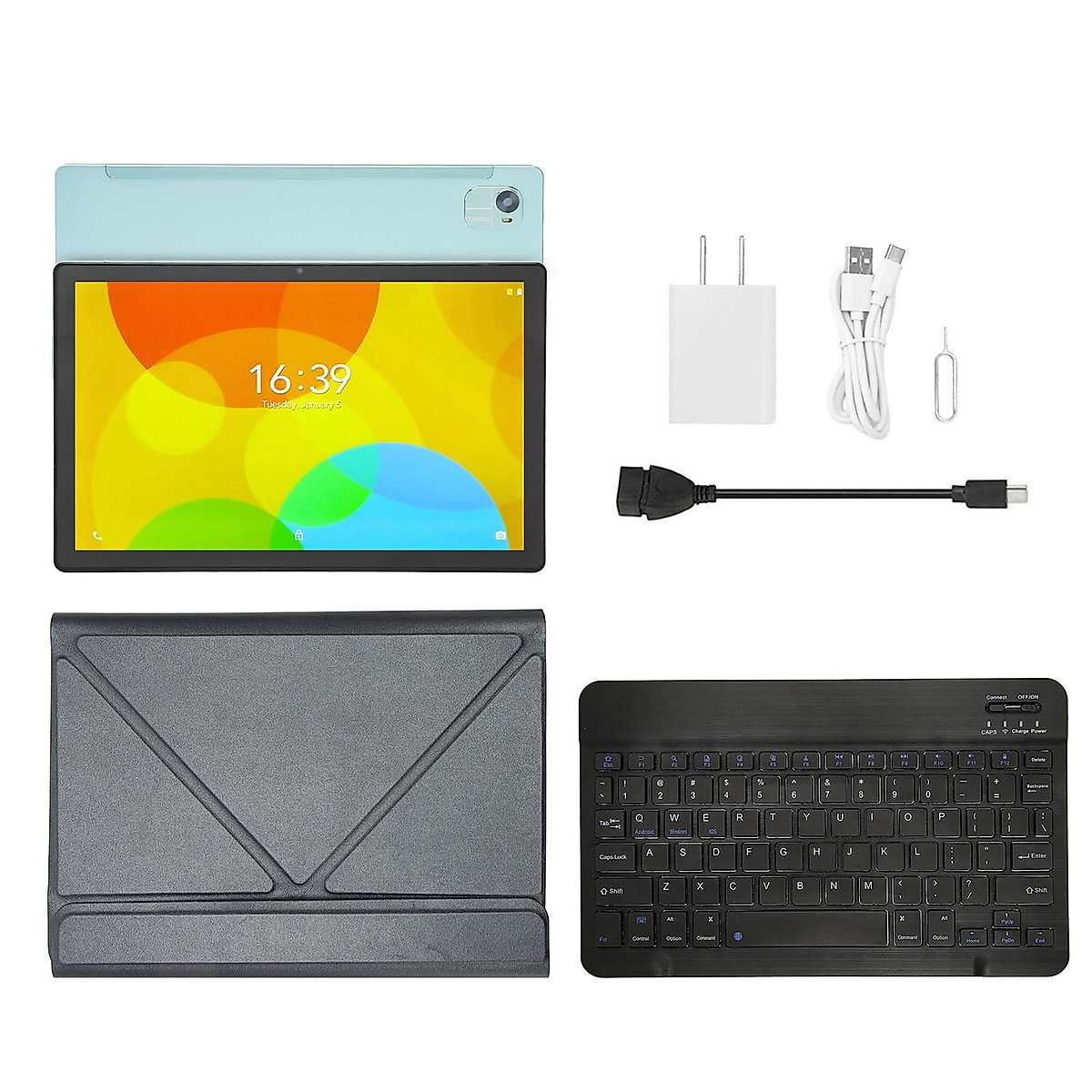 2 in 1 Tablet 10.1 Inch for with Keyboard 5G WiFi 12GB 256GB 1920x1200 Front 12MP Rear 24MP 8 Core CPU 100‑240V (US Plug)