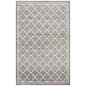 SAFAVIEH Amherst Collection 3' x 5' Dark Grey/Beige AMT422R Moroccan Trellis Non-Shedding Living Room Bedroom Accent Rug