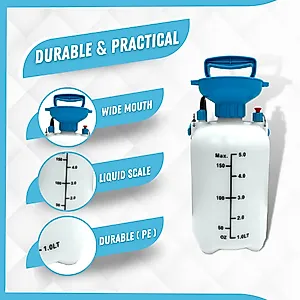 AGRICAS 1.3 Gallon Lawn & Garden Sprayer with Pump and Wand, 5L Pressure Weed Sprayer with Adjustable Nozzles and Shoulder Strap, Yard Pump Sprayer, Large Easy Fill Opening and Safety Valve