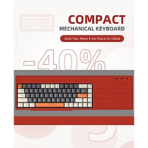 ZIYOU LANG RK68 60% Wireless Mechanical Keyboard,Bluetooth 5.0/2.4Ghz Dual Mode Receiver,Hot-Swappable mini 68-Key,Retro Color Keycaps,Clicky Blue Switch,Ultra Power Saving for PC PS4 Xbox iPhone ipad