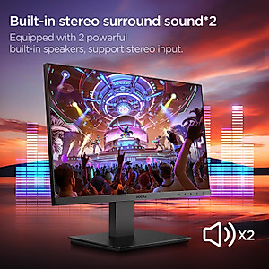 KOORUI 24 Inch Computer Monitor FHD 1920 x 1080p 100HZ, Built-in Speakers, Ultra-Slim Bezels, 75mm VESA Mountable, Tilt Adjustable, HDMI, VGA, Black