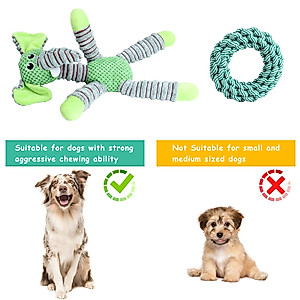 Dog Rope Toys for Large and Medium Aggressive Chewers, Elephant Squeaky Plush Dog Toy, 2 Pack Heavy Duty Dog Rope Toys for Large Breed, Indestructible Dog Chew Toys Tug of War Rope Toy Teeth Cleaning