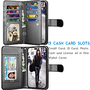 Tekcoo Wallet Case Compatible with iPhone 14 Plus (6.7 inch) 2022 Luxury ID Cash Credit Card Slots Holder Carrying Pouch Folio Flip PU Leather Cover [Detachable Magnetic Hard Case] - Black