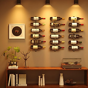 12 Bottle Wall Mounted Wine Rack, Adjustable Tier Wall Hanging Wine Holder Towel Rack, Detachable Wine Storage Organizer Used As One or Four, for Kitchen, Pantry, Dining Room, Bar, Wine Cellar