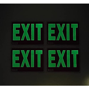 Exit Sign Glow-in-The-Dark Exit Sign, 12 by 9 Inches, Photoluminescent Glow In the Dark EXIT Sign, save energy eco friendly -12 Pack by cotton fly