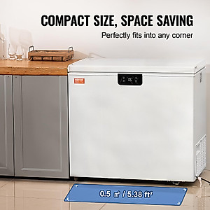VEVOR Chest Freezer, 10 Cu.ft Compact Deep Freezer, Free Standing Top Open Door Compact Freezers with 2 Removable Baskets & Adjustable Thermostat, Energy Saving & Low Noise, White