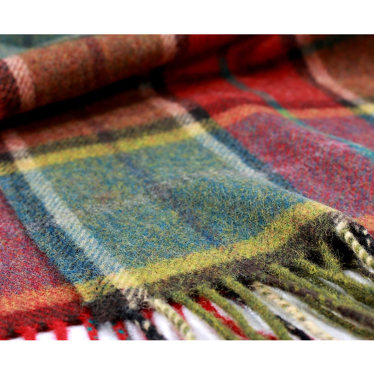 Biddy Murphy 100% Irish Lambswool Plaid Scarf, Soft & Warm, Celtic Tartan Pattern, Earthtone