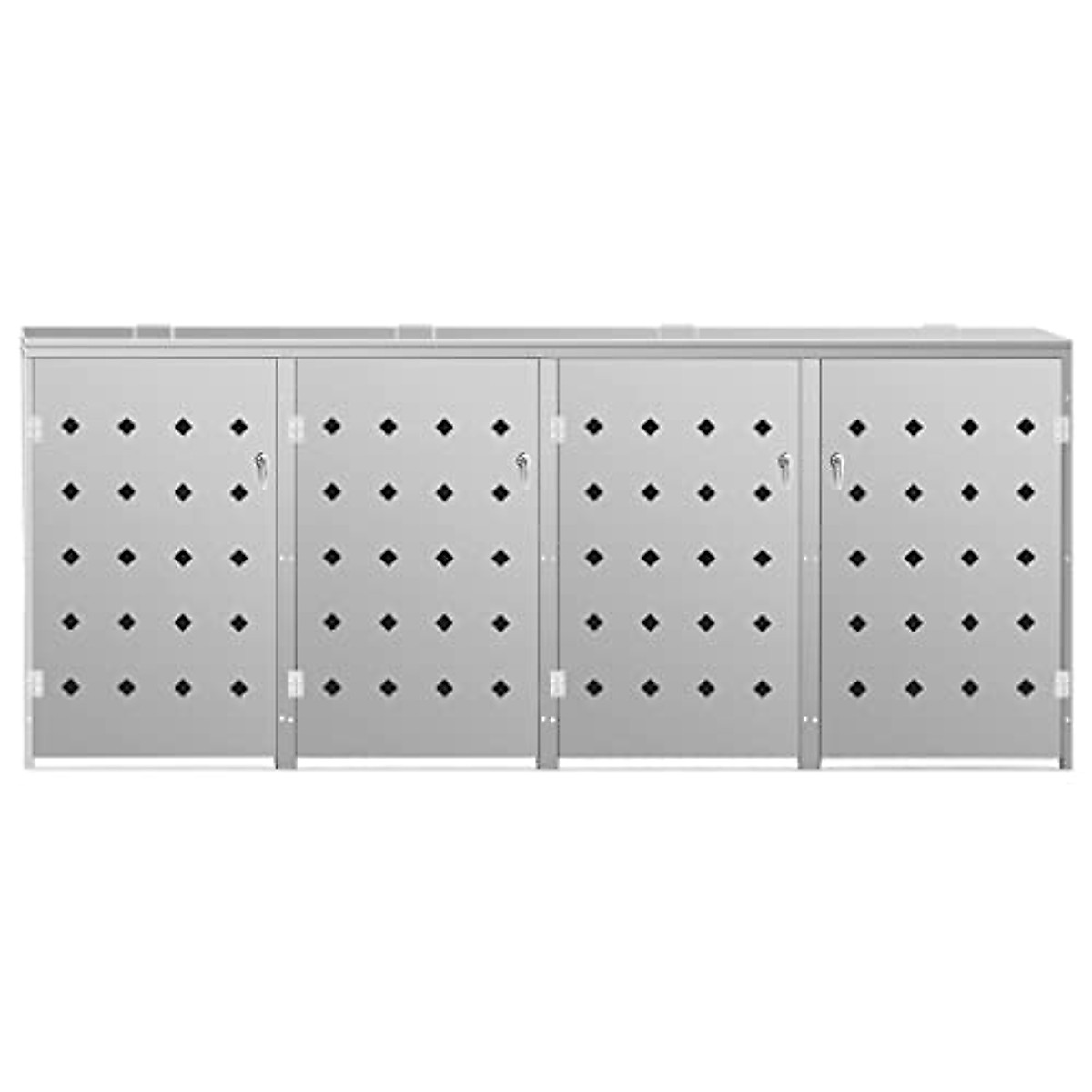 Quadruple Wheelie Bin Shed,Garbage Shed,Outdoor Garden Patio Storage Shed,for Garbage Cans,Garden Tools, Bin Shed for Patio Backyard Garden 63.4 gal Stainless Steel