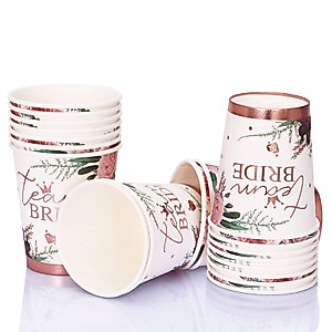 Rose and Gold Bridal Shower Party Decorations, Bridal Shower Plates and Napkins Party Supplies, Rose Paper Plates for Engagement Wedding Shower Deocr, Serves 24