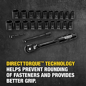 DEWALT Impact Socket Set, 23-Piece, 1/2" Drive Metric/SAE (DWMT74739)