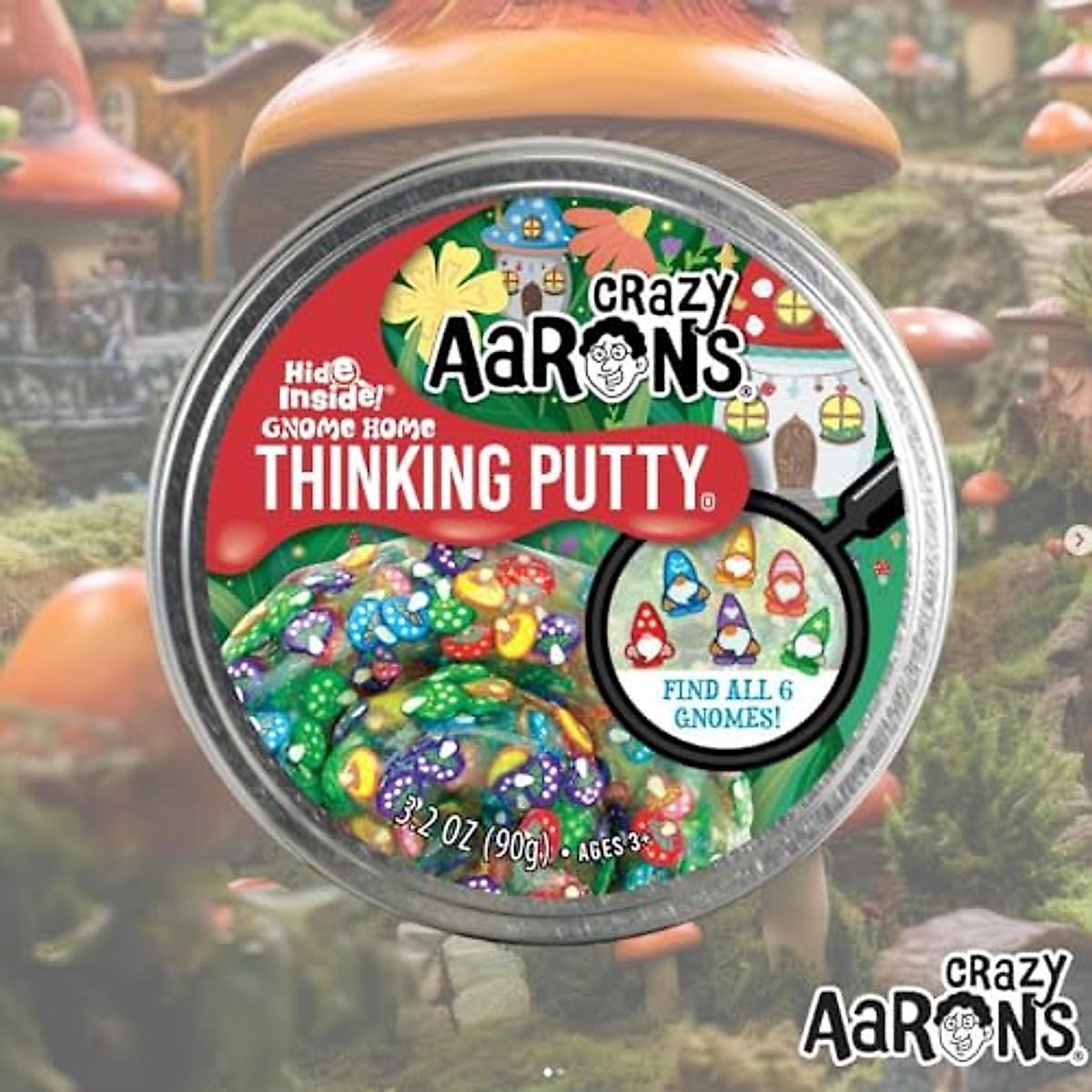 Crazy Aaron's Hide Inside! Gnome Home Thinking Putty - Collectible Sensory Play Putty with Hidden Surprises - Non-Toxic, Never Dries Out - Creative Toy Fun for Ages 3+