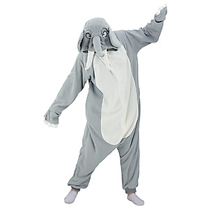 vavalad Adult Elephant Onesie Costumes One Piece Pajamas Animal Cosplay Homewear Sleepwear for Women Men