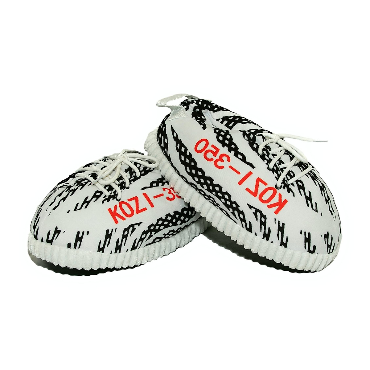 KZK KrazeKickz Sneaker Slippers for Adults - Fluffy Slides for Women & Men - Unisex (Zebra)