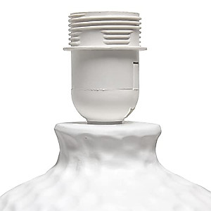 Simple Designs LT2004-WHT Hammered Stucco Curvy Ceramic Table Lamp, White