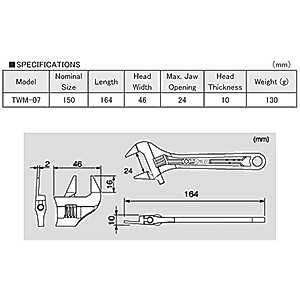 ENGINEER TWM-07 Super Thin Jaws Adjustable Wrench Smart Monkey Wrench