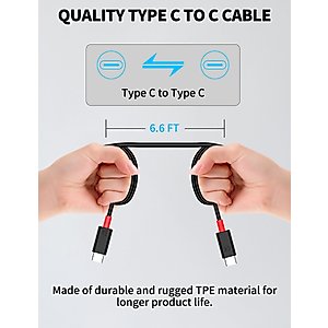 iMangoo USB C to USB C Cable Long Cord 6.6 ft