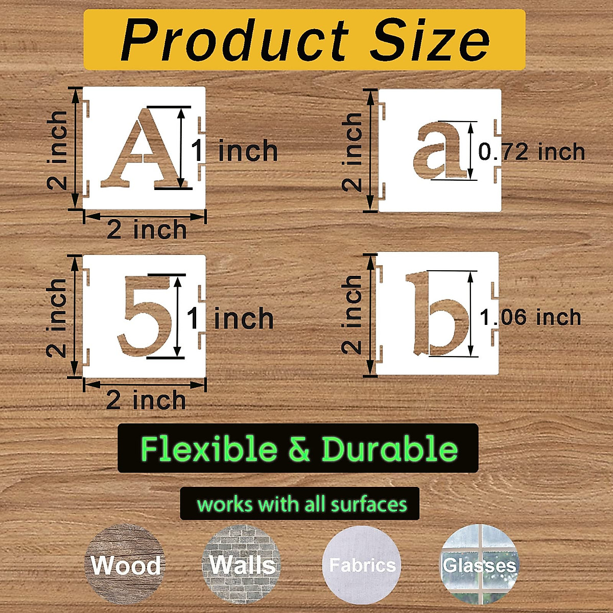 DZXCYZ 1 Inch Alphabet Letter Stencils, 65 Pcs Reusable Plastic Letter Number Symbol Interlocking Drawing Template Kit for Painting on Wood, Wall, Fabric, Rock, Signage, Door Porch