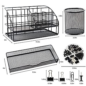 vedett Desk Organizer and Accessories Set for All Desk, Office Supplies Organizer with 6 Compartments + Pen Holder / 72 Accessories, for Aldult and Chlidren（Large）