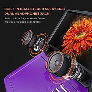 SUNPIN Portable DVD Player 12.5" with HD Swivel Screen, 5 Hours Long Lasting Battery, Car Headrest Mount Case, Car Charger, Power Adaptor, Support USB/SD Card/Sync TV/Multiple Disc Formats, Purple