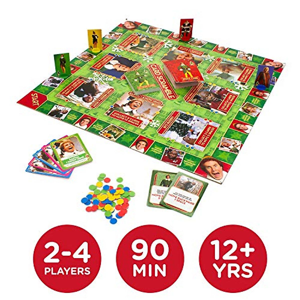 AQUARIUS Elf Card Scramble Board Game - Fun Family Christmas Party Game for Kids, Teens & Adults - Entertaining Game Night Gift - Officially Licensed Elf the Movie Merchandise