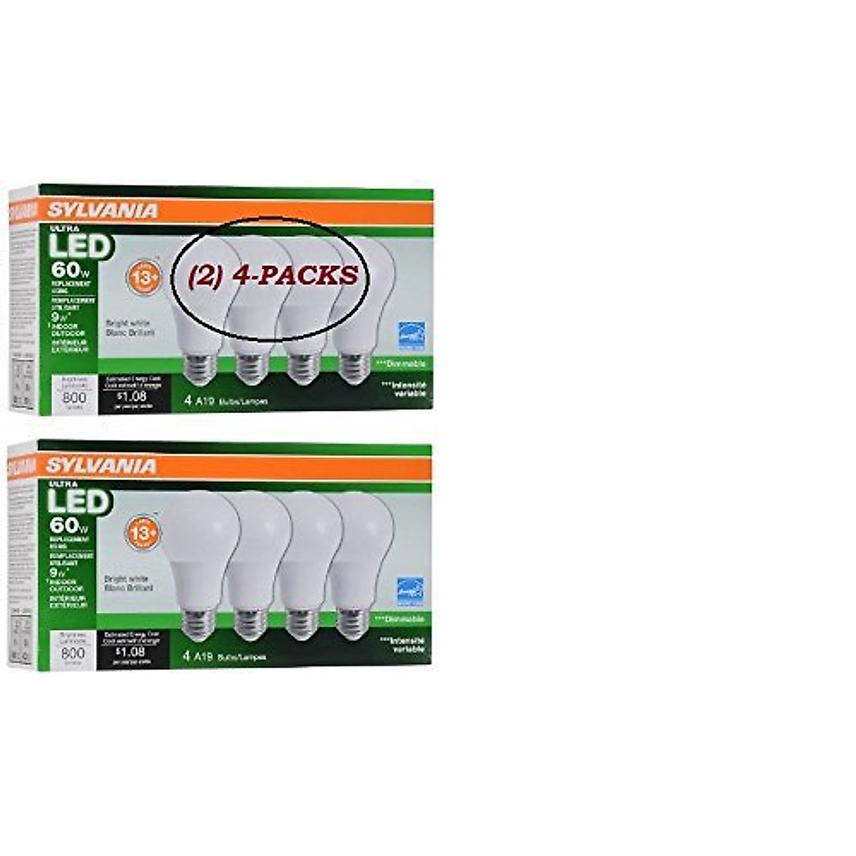 Led 9w/60w A19ultra 35k Dim4pk