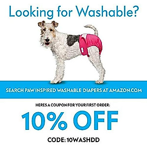 Paw Inspired 32ct Disposable Dog Diapers | Female Dog Diapers Ultra Protection | Diapers for Dogs in Heat, Excitable Urination, or Incontinence (Small)