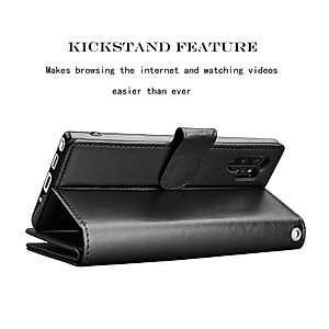Njjex Wallet Case For Samsung Galaxy Note 10 Plus, For Galaxy Note 10+ Plus 5G Case, [9 Card Slots] PU Leather ID Credit Holder Folio Flip [Detachable] Kickstand Magnetic Phone Cover & Lanyard [Black]