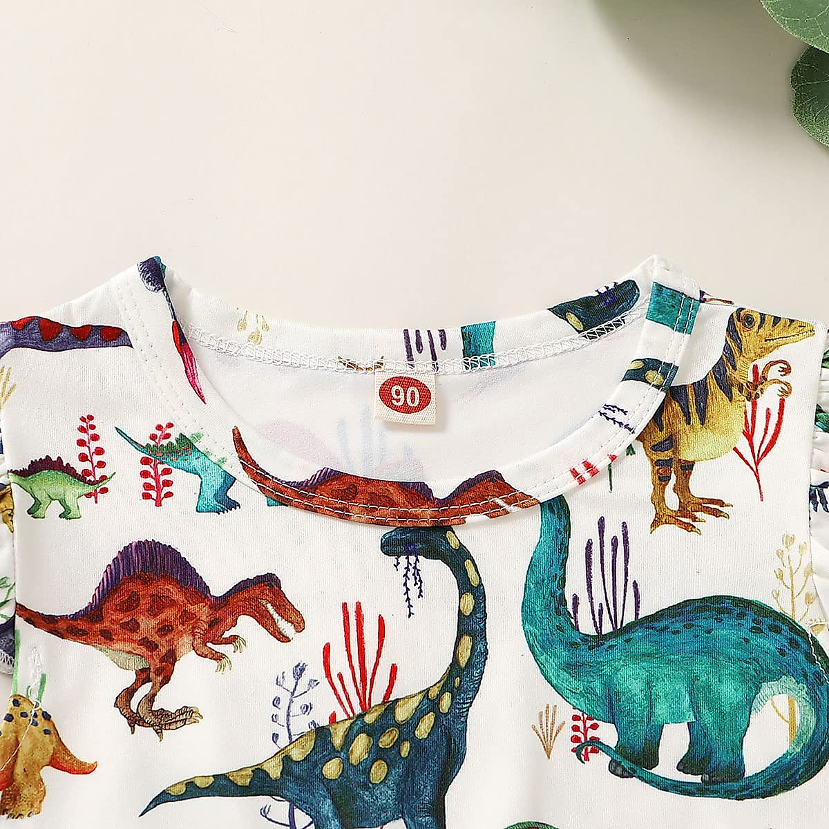 Happy Town Toddler Baby Girl Dress Dinosaur Printed Girl Summer Dresses Fly Ruffle Sleeve Tutu Dress Casual Sundress (White Dinosaur, 3-4 Years)