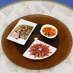 DOUKI 24" Round Tabletop Rotating Tray, Glass Lazy Susan Turntable, Rotating Serving Tray For Dining Table, Round Decorative Rotating Tray Black Brown (Color : Black, Size : 100cm(39inch))