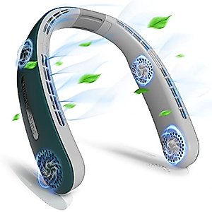 Neck Fan, 6000mAh 4 Turbo Portable Bladeless Personal Fans Rechargeable Battery, 3+3 Speeds Hands Free Hanging 360° Cooling Fans Free Adjustment Width, Wearable Leafless for Travel InOutdoor