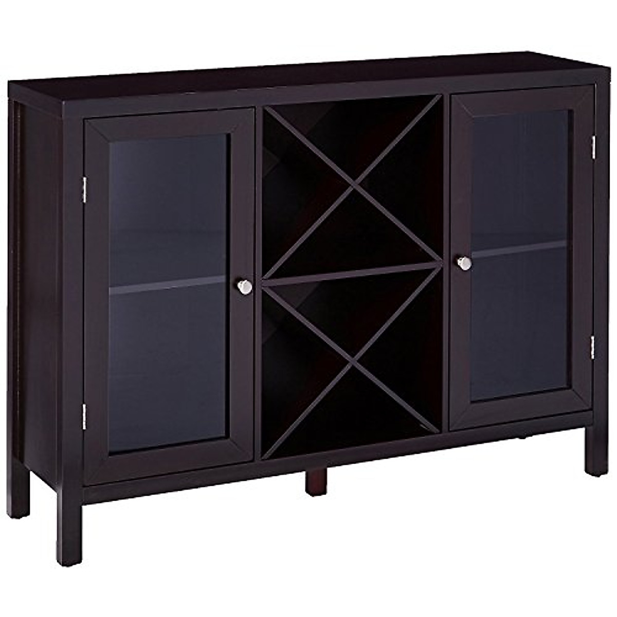 Kings Brand Furniture Wine Rack Bar Cabinet, Kitchen Sideboard and Buffet Table with Storage for Dining, Living Room, Espresso